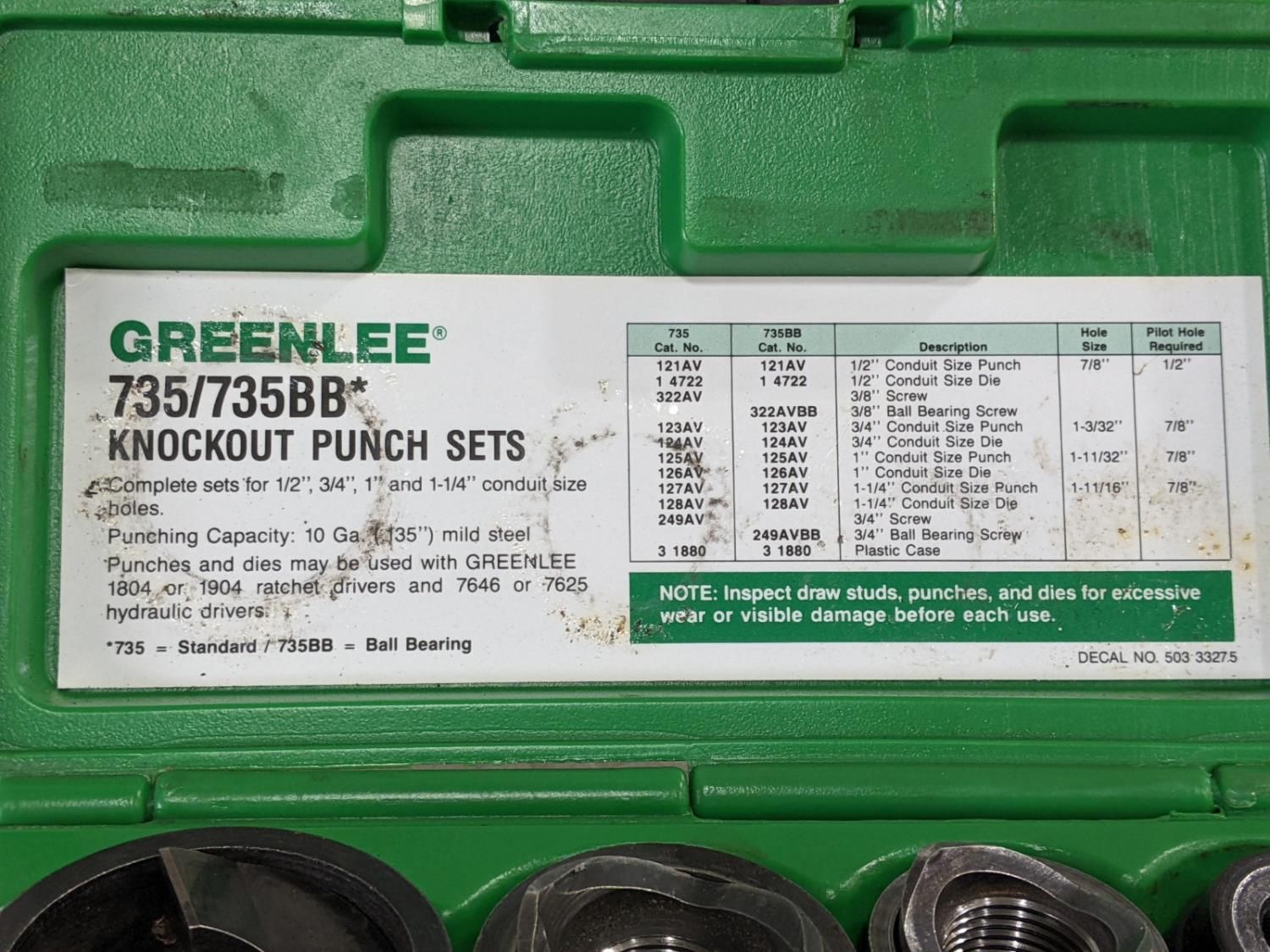 Greenlee Ball Bearing Knockout Punch Set [24FE10007-005] | Team Auctions