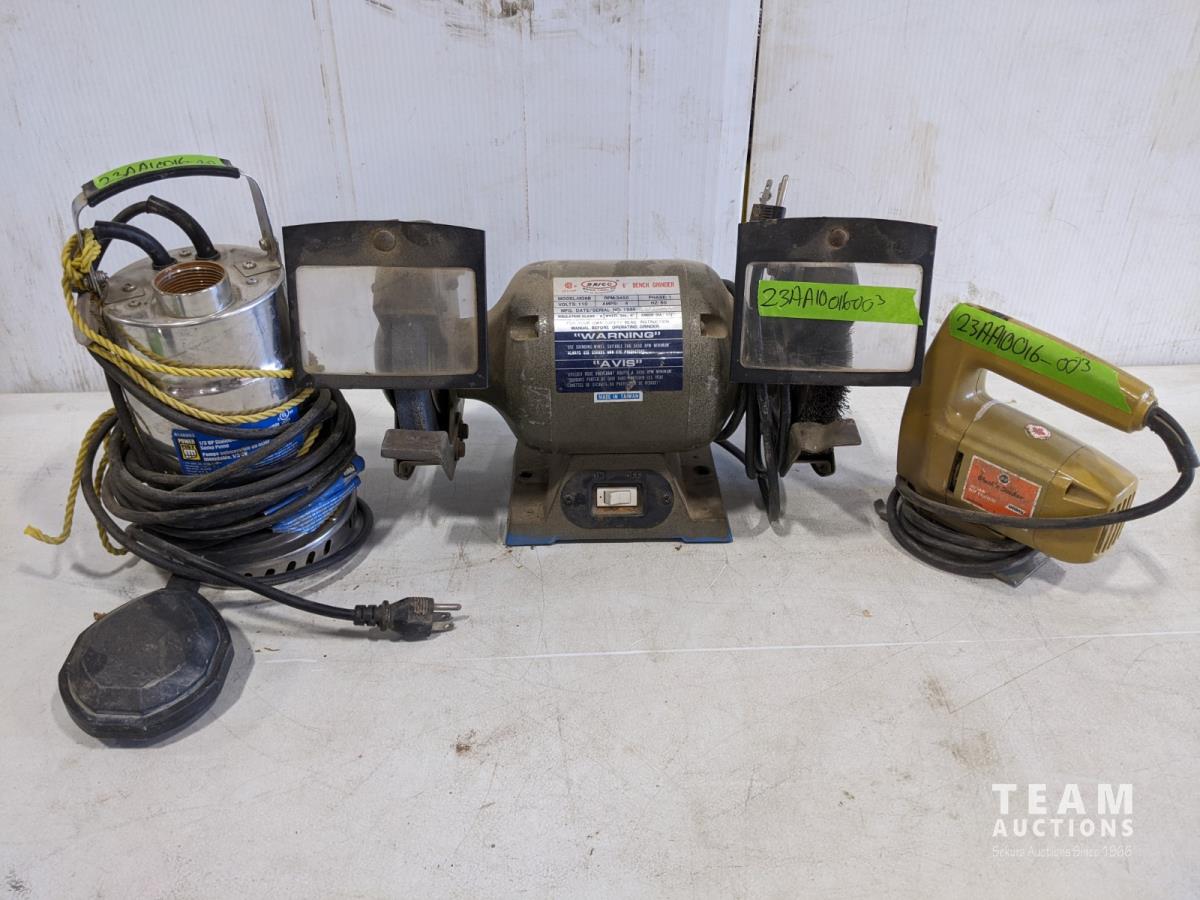 Brico 6 Inch Bench Grinder, Black & Decker Jigsaw, Powerfist Sump Pump ...