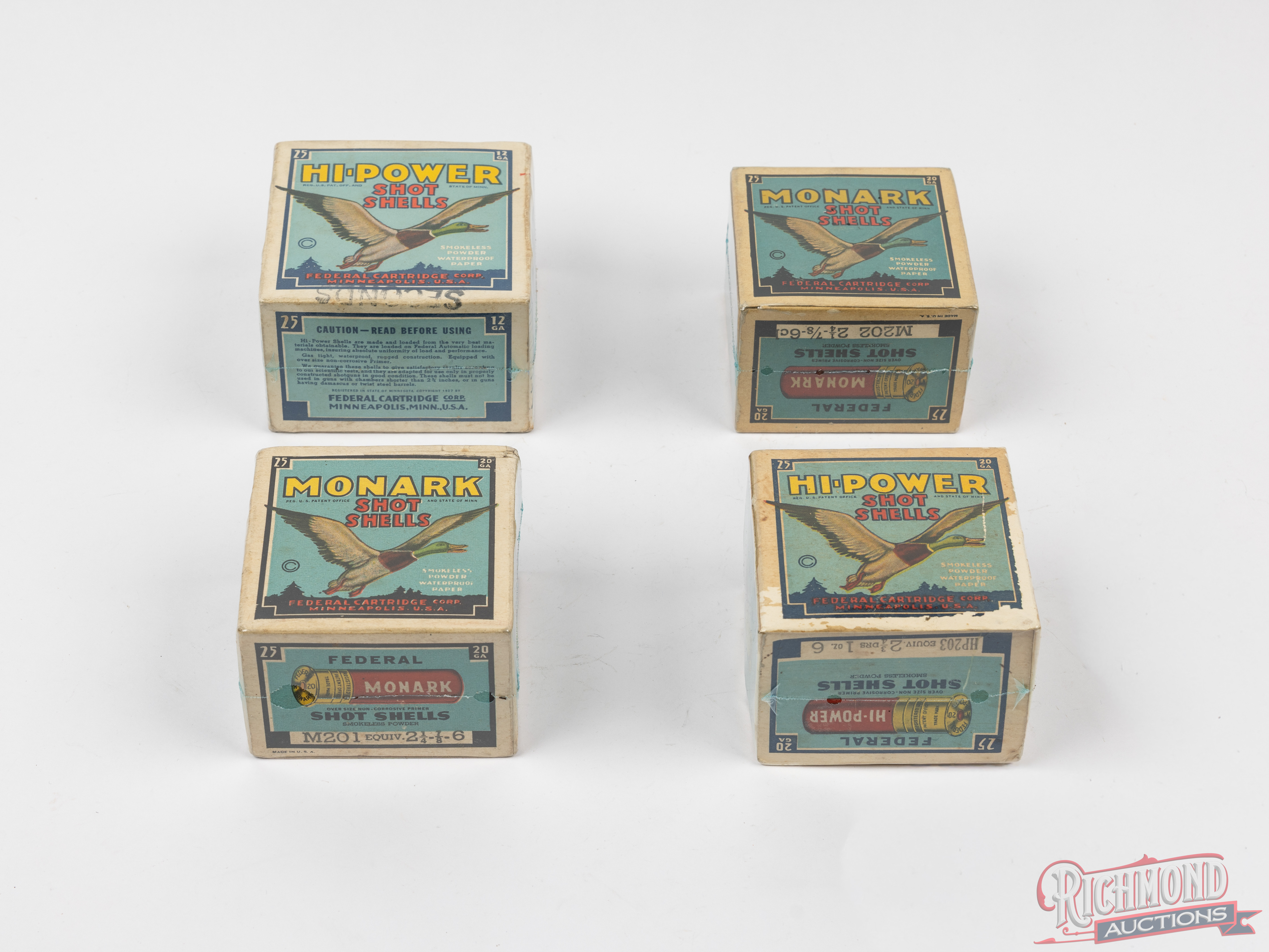 Four Collector Boxes Federal Hi-Power & Monark Mallard Duck Shotshells ...