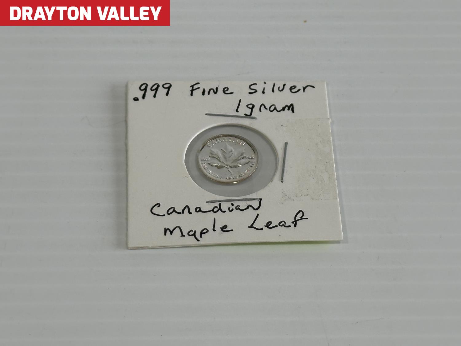Canadian .999 Fine Silver 1 Gram Token - Maple Leaf On Front and Map of ...