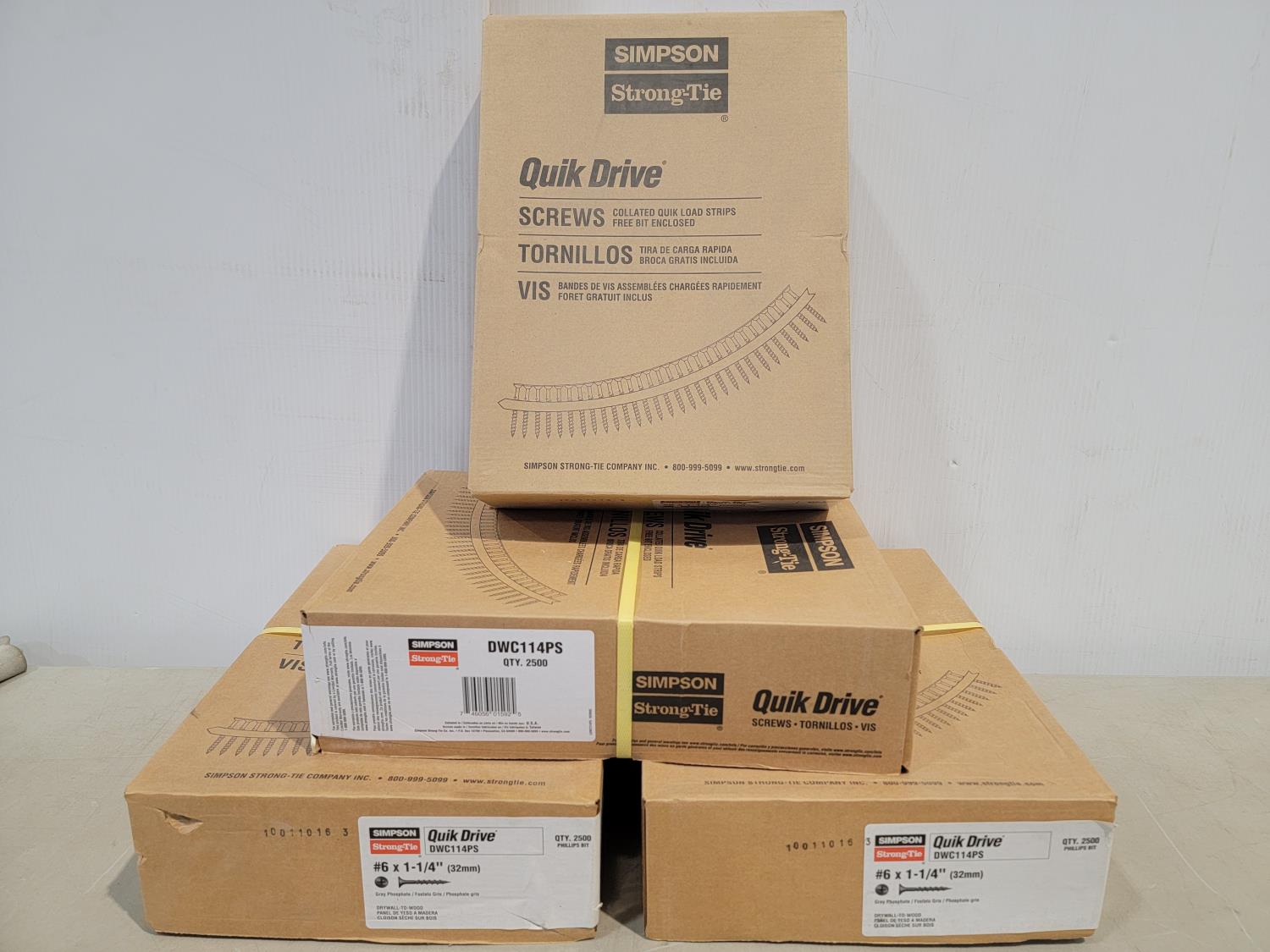 (4) Boxes of Quik Drive #6 X 1-1/4 Inch Drywall to Wood Collated Quik ...