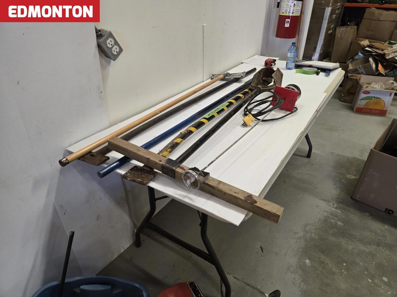 Crow Bar, Post Hole Auger, (2) Ice Picks, Sander with Long Handle ...