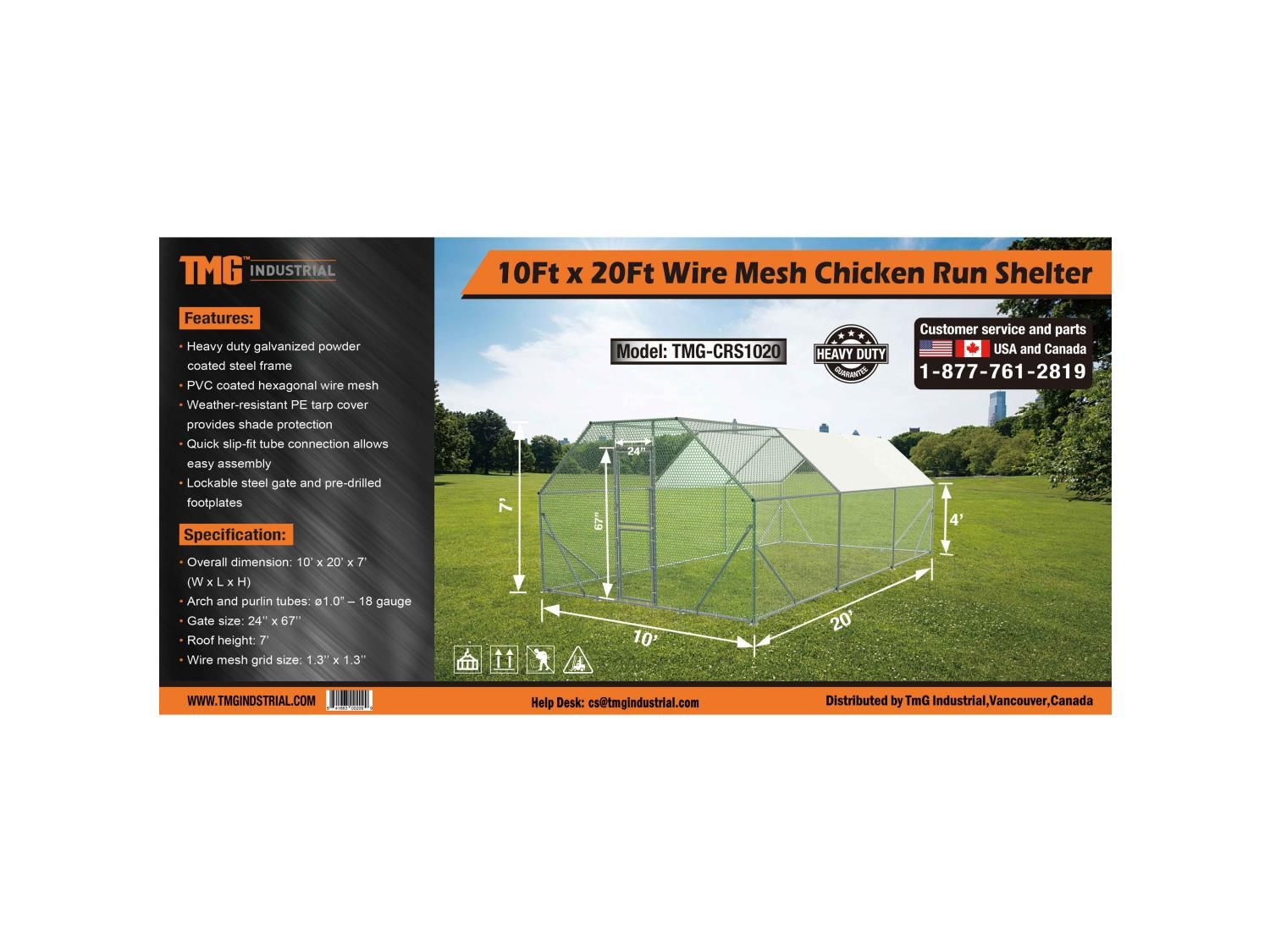 TMG Industrial CRS1020 10 Ft X 20 Ft Wire Mesh Chicken Run (Unused ...