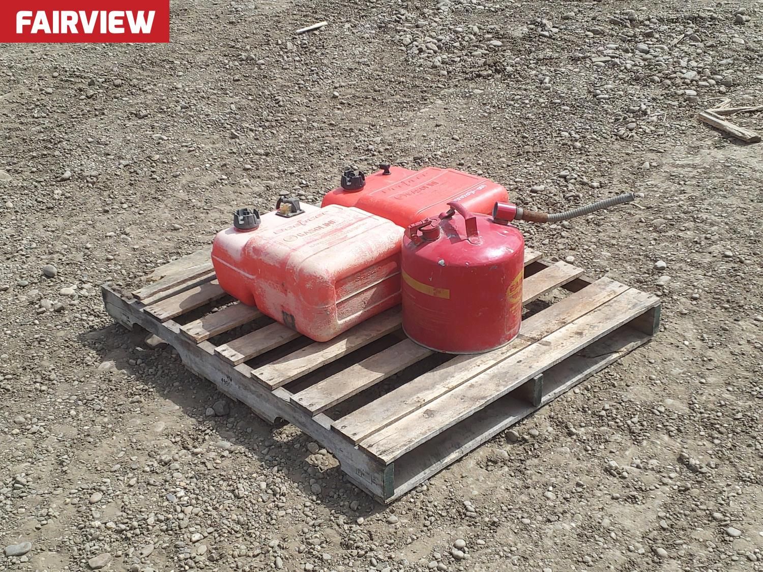 (2) Plastic Gas Jugs & 1 Metal Gas Jug [25FF07031-001] | Team Auctions