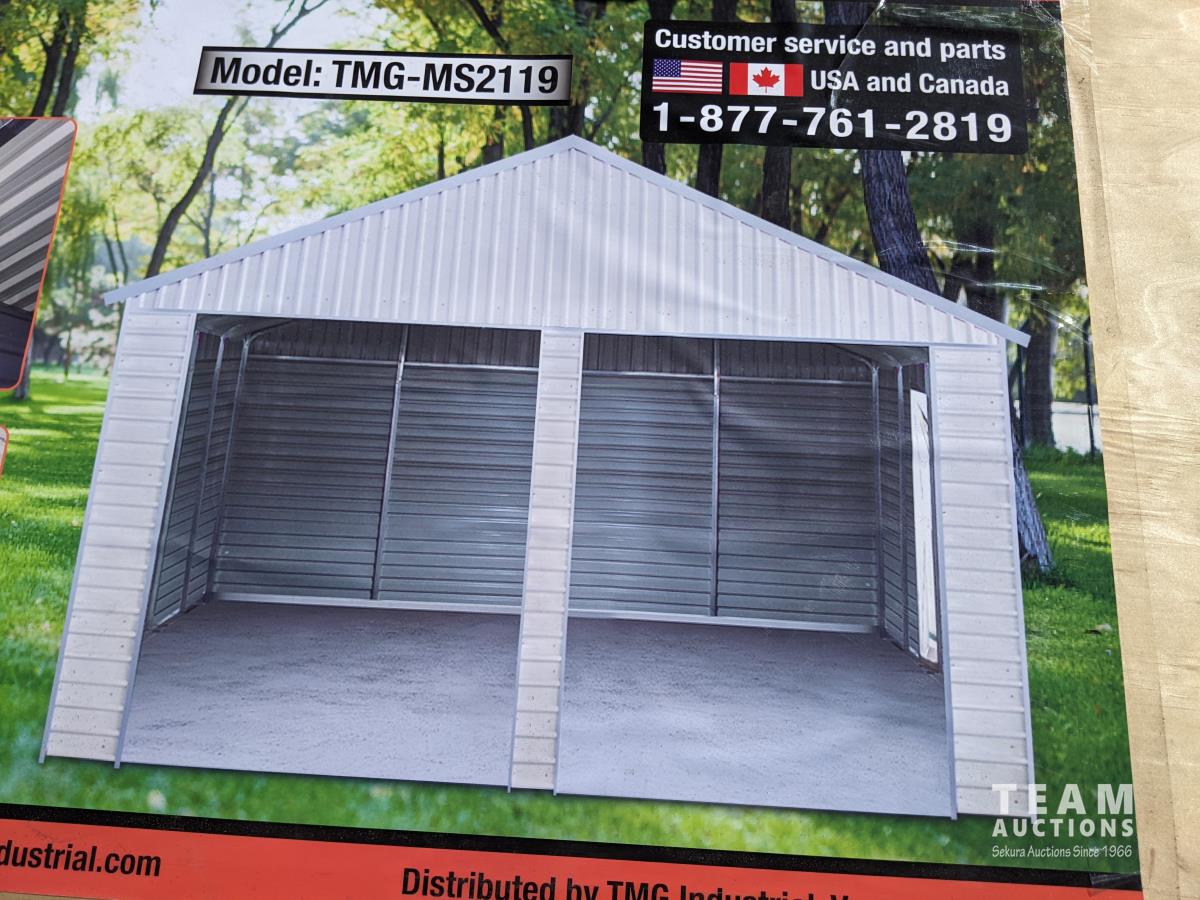 TMG Industrial TMG-MS2119 21 Ft X 19 Ft Double Garage Metal Shed with ...